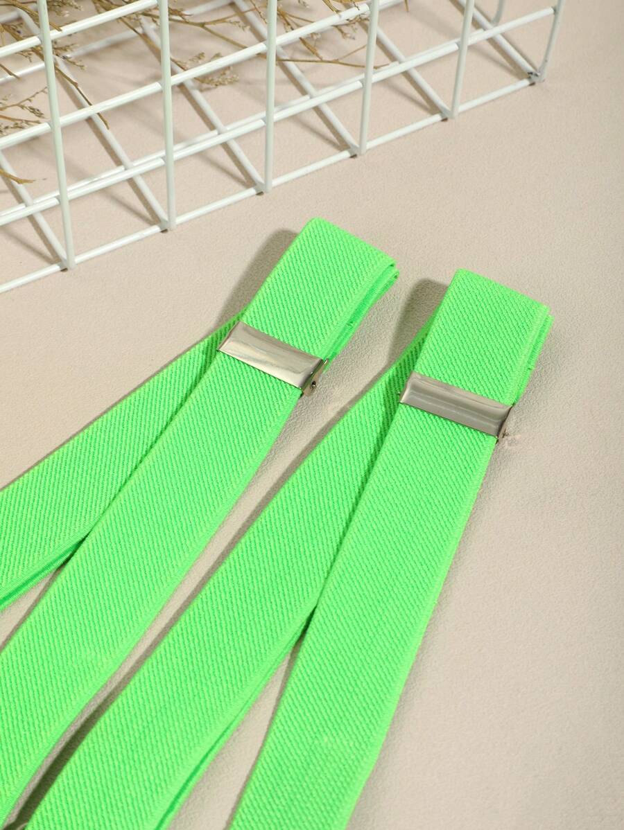 1pc Unisex Fashionable Green Elastic Y-Shaped Braces With College Style ...