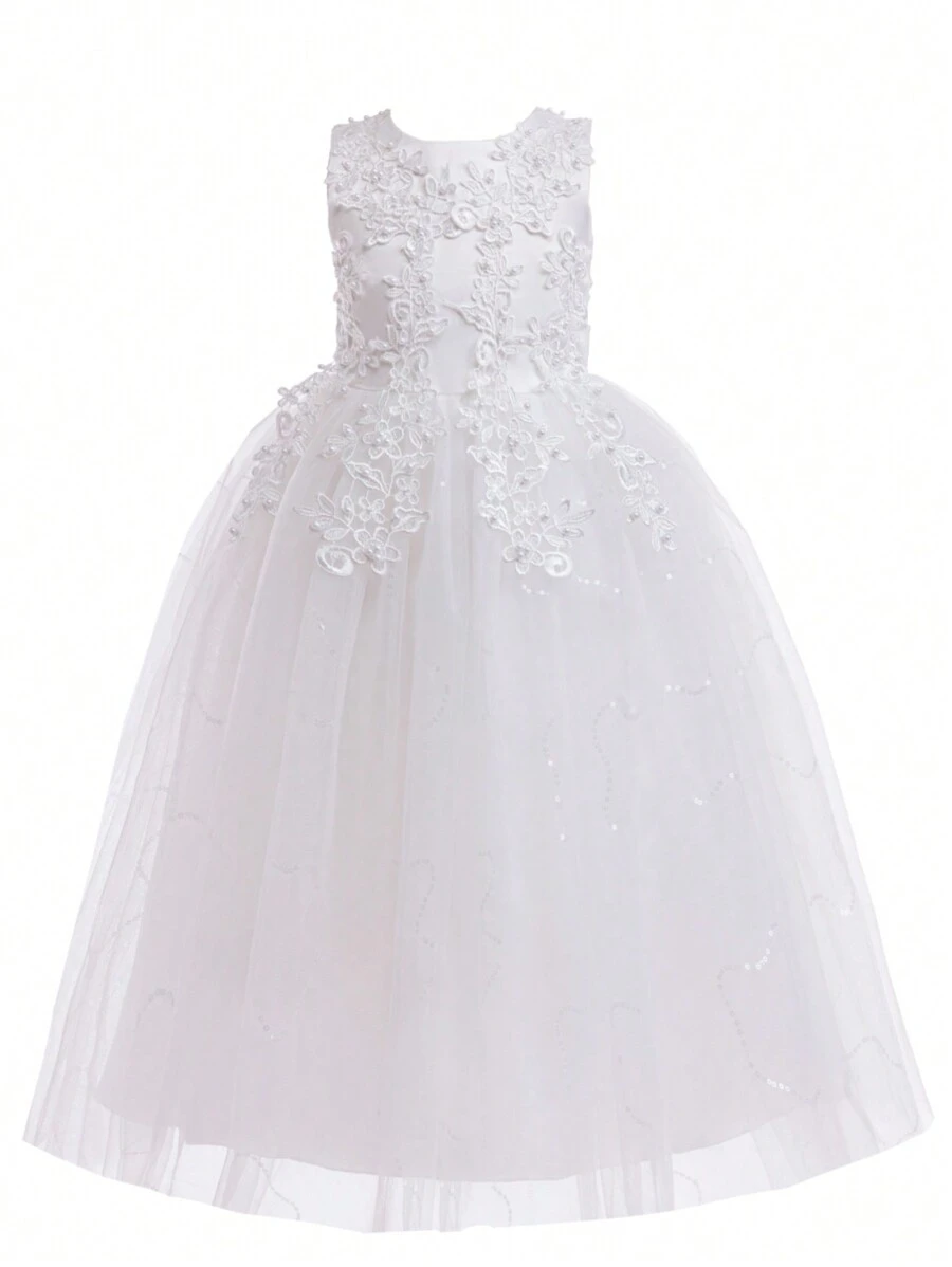 Tween Girl Lace Wedding Party Princess Pageant Evening Dress Gown ...