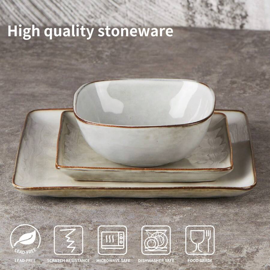 Famiware Ocean Square Stoneware Dinnerware Set, Suitable For Wedding ...