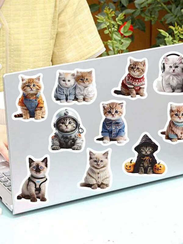 50pcs Various Styles Cute Cartoon Cat Stickers | SHEIN USA