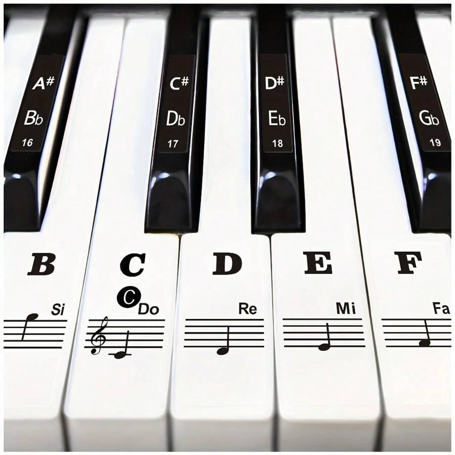 1pc Black And White Piano Keyboard Stickers For 88/61/54/49/37 Keys ...