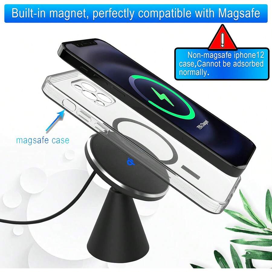 Magnetic Wireless Charger Stand 15W Fast Charging Holder Compatible ...
