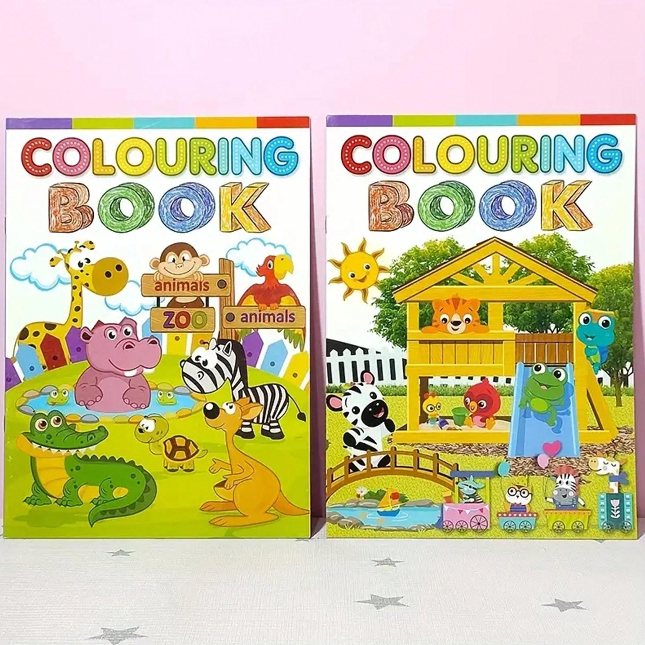 20 Pages Animal Amusement Park Coloring Book: Fun Educational Activity ...