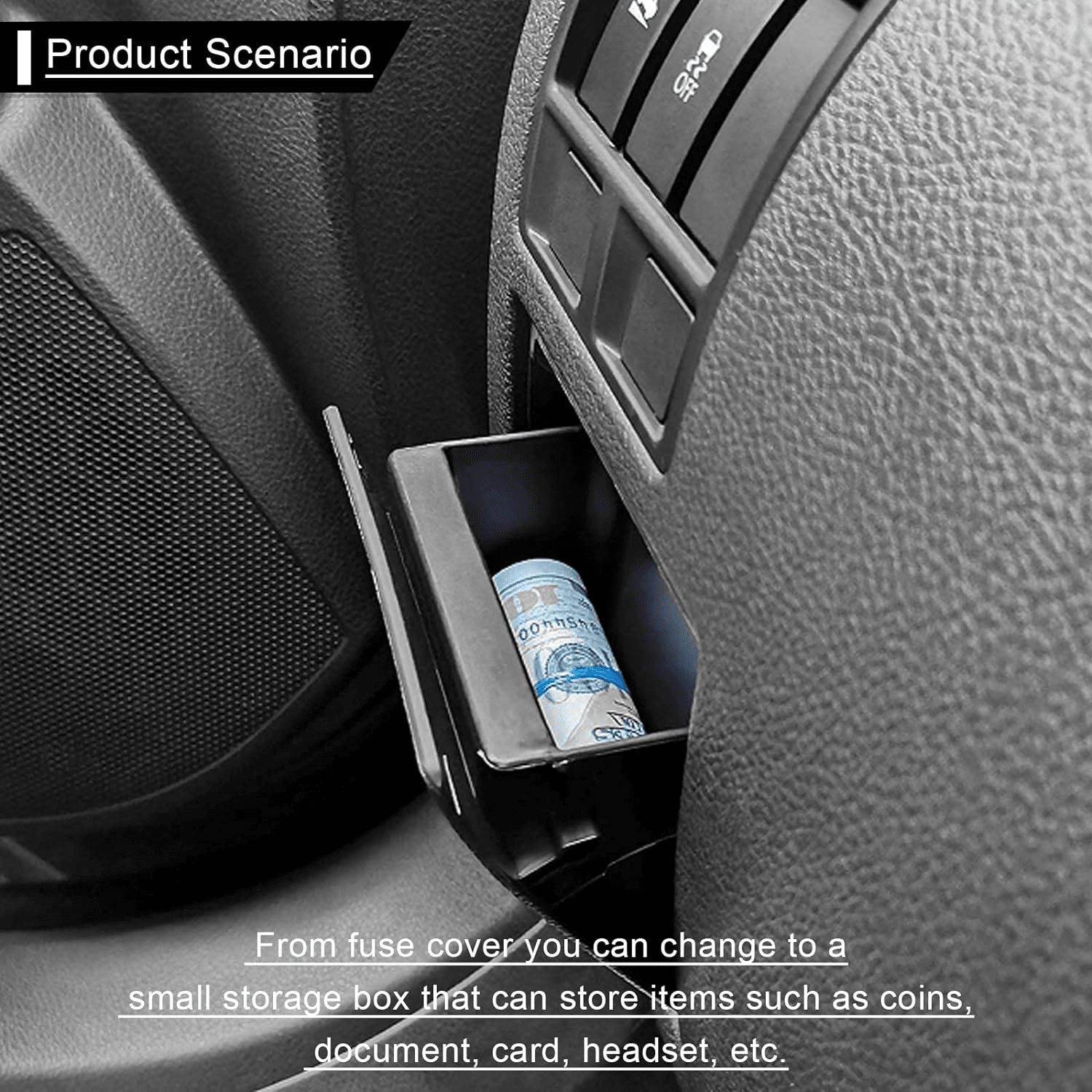 New Interior Inner ABS Black Fuse Box Coin Container Storage Dash Tray ...