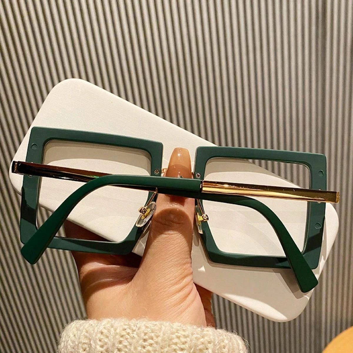 1 Piece New Style Large Frame Plain Glasses Women Blue Light Blocking ...