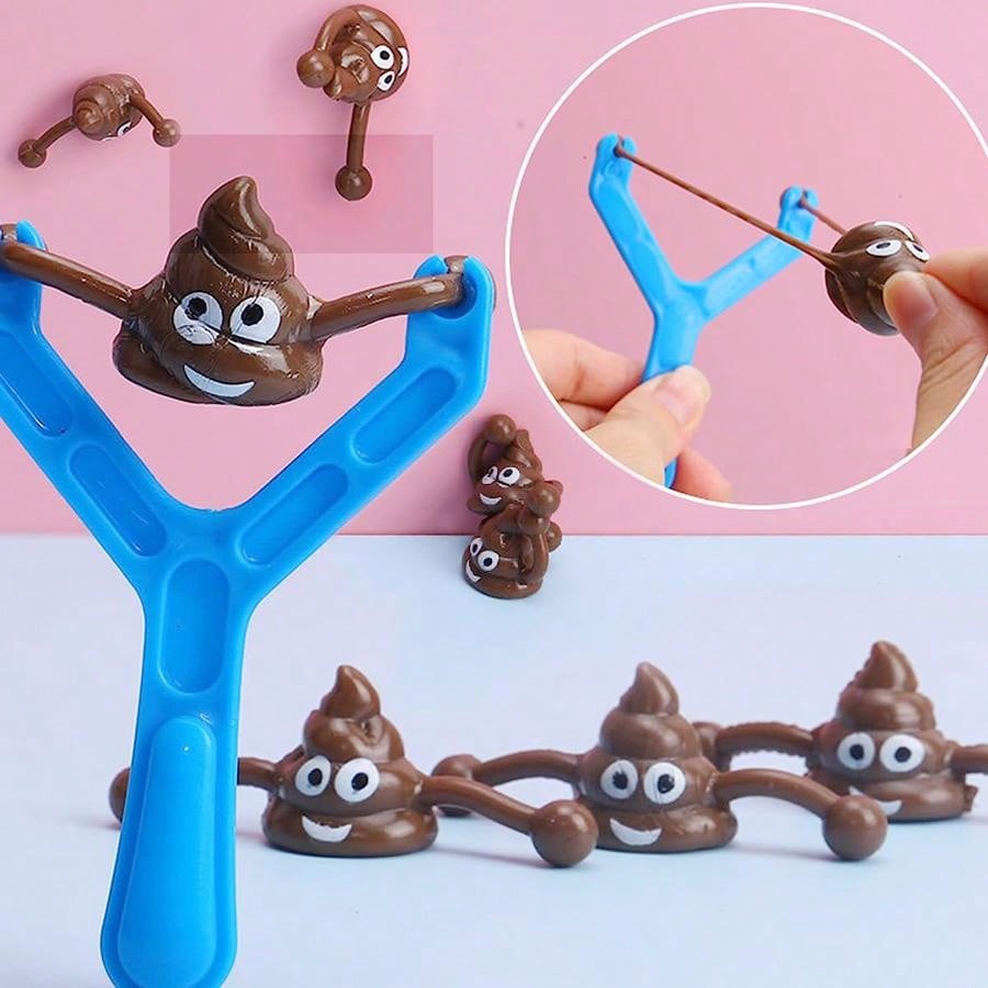 Novelty Tpr Poo Shape Slingshot Stress Relief Poop Launcher, Creative ...