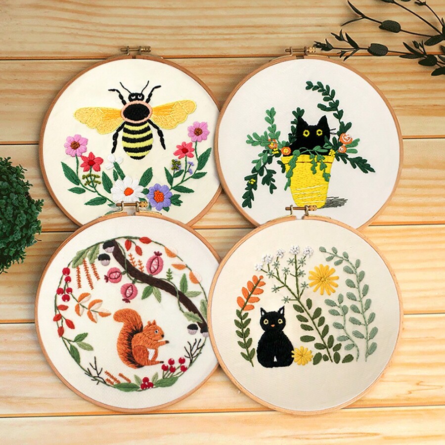 1pc Embroidery Kit, 20x20cm/7.9x7.9in Handmade Diy Embroidery Kit With ...