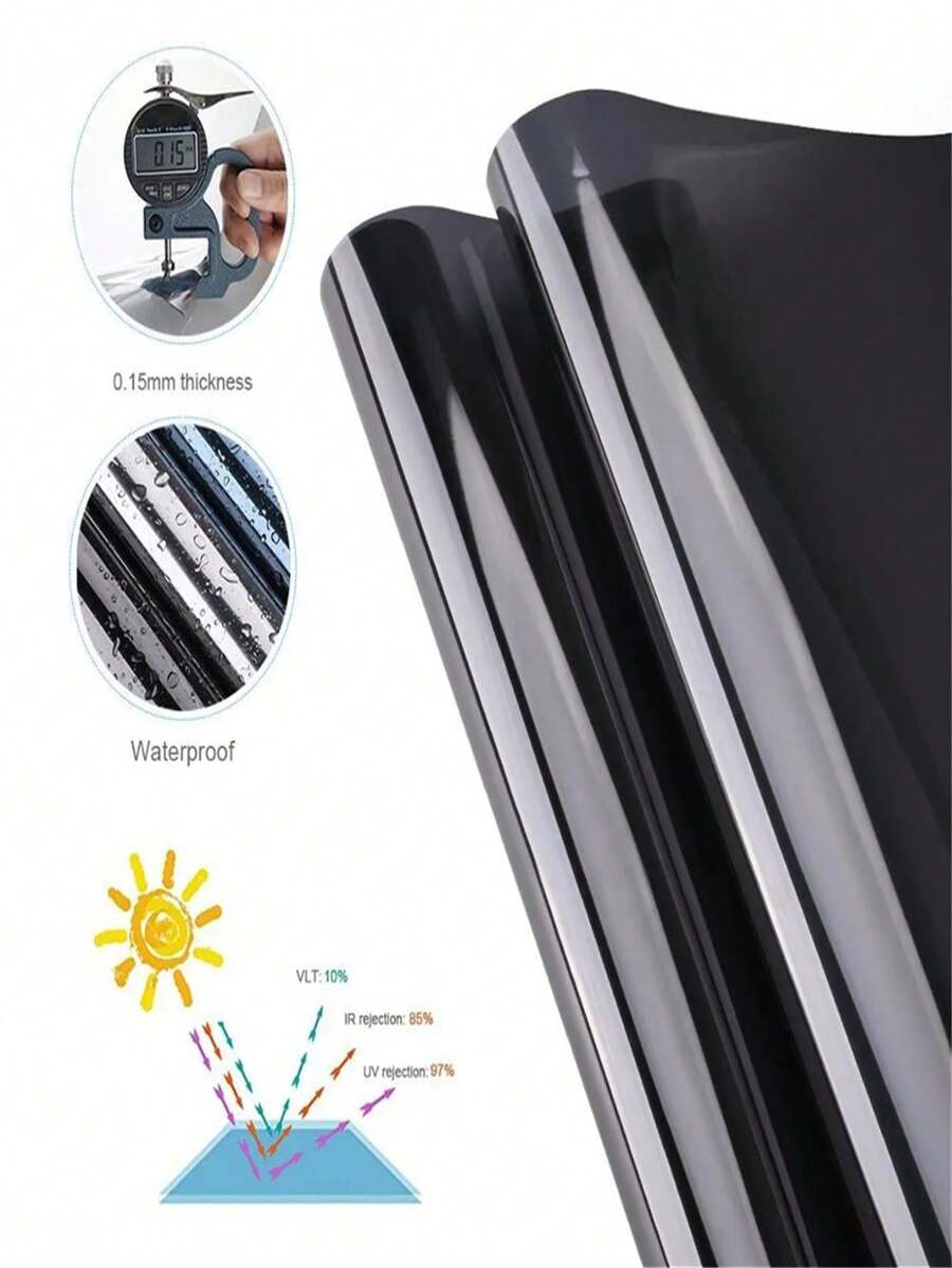 One Way Privacy Window Film, Daytime Mirror Reflective Heat Control UV Sun Blocking Non-Adhesive ...