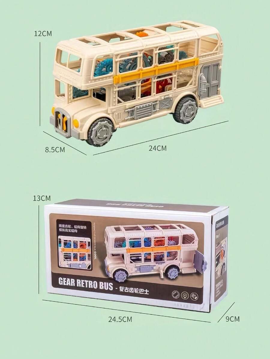 1box Electric 360 Degree Rotation Vintage Bus Model With Colorful Music ...