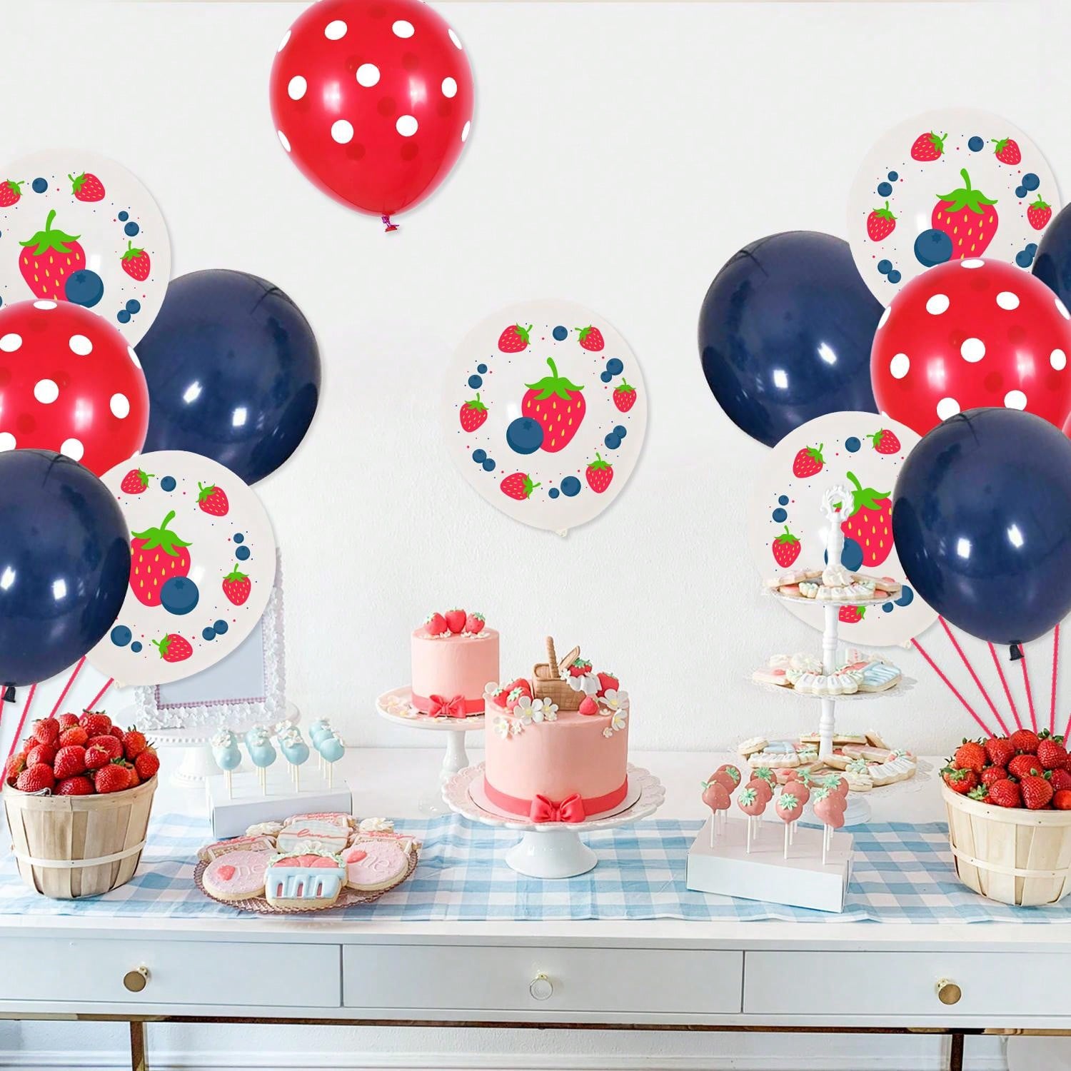 15Pcs Fruit Themed Party Decorations, Strawberry Blueberry Balloon ...