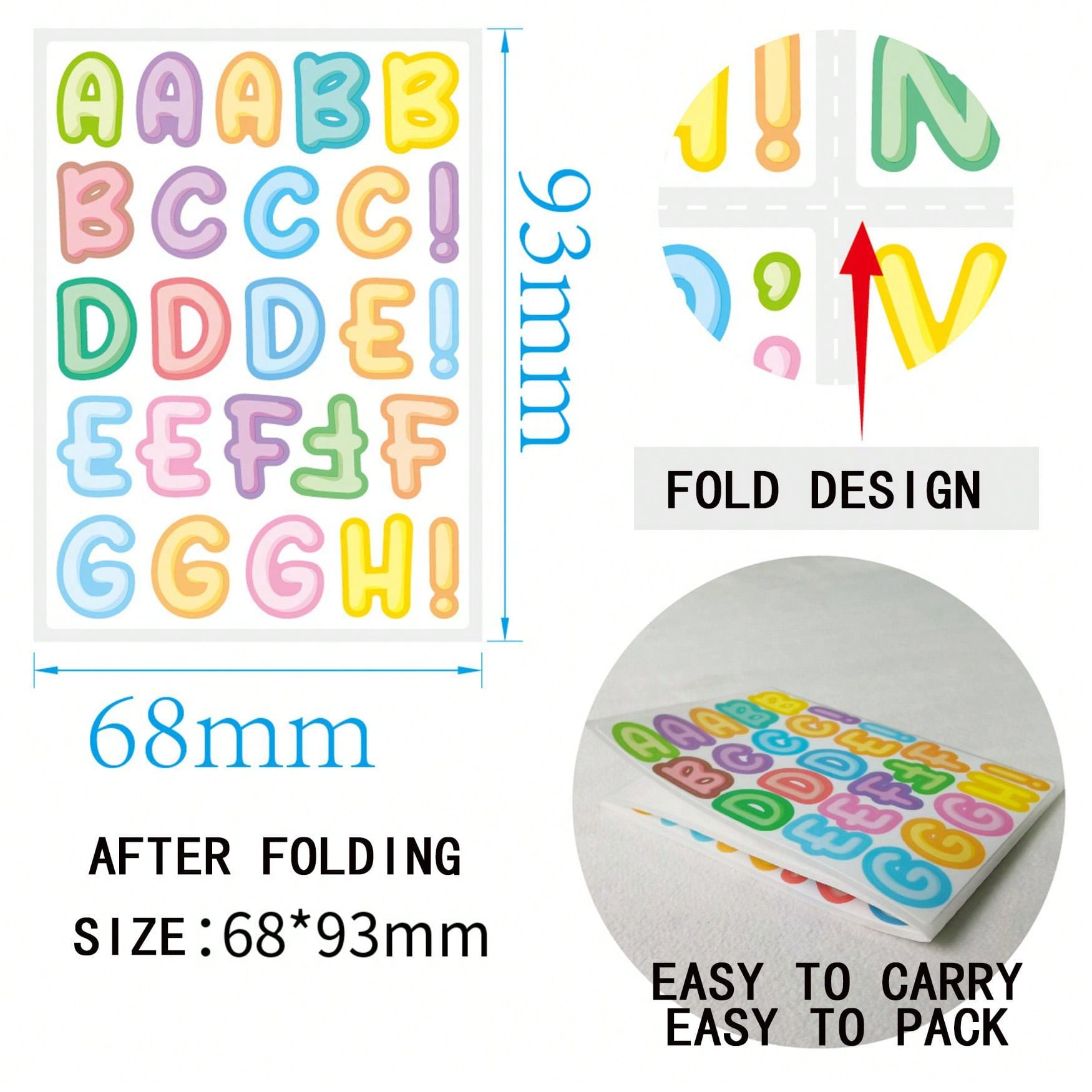 90pcs Foldable Food Container Sticker With Cartoon Alphabet Design For ...