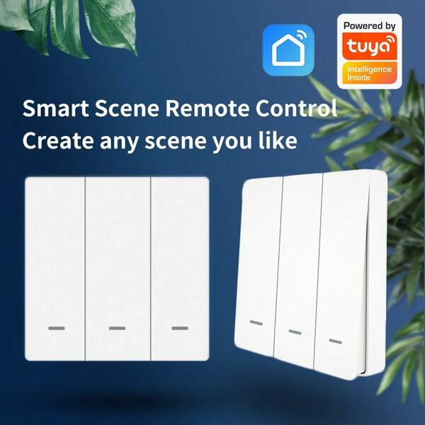 Tuya ZigBee 3.0 Smart Scene Switch Wireless Free Sticker Wall 3Gang ...