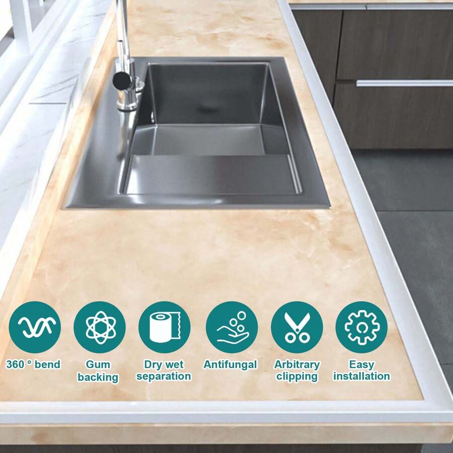 39 Inch Water Barrier, Self-Adhesive Silicone Water Guard For Sink ...