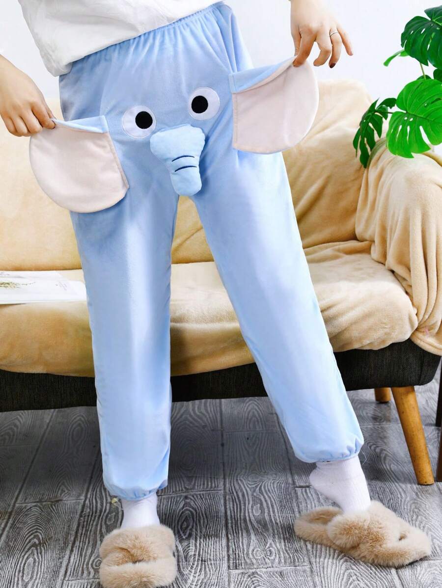 1pc Elephant Nose Flap Pajama Pants For Men, Funny Couple Elephant Long ...