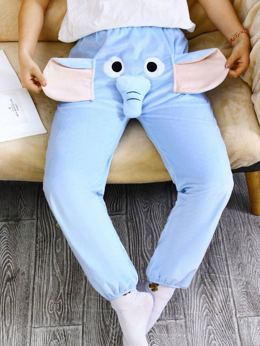 1pc Elephant Nose Flap Pajama Pants For Men, Funny Couple Elephant Long ...