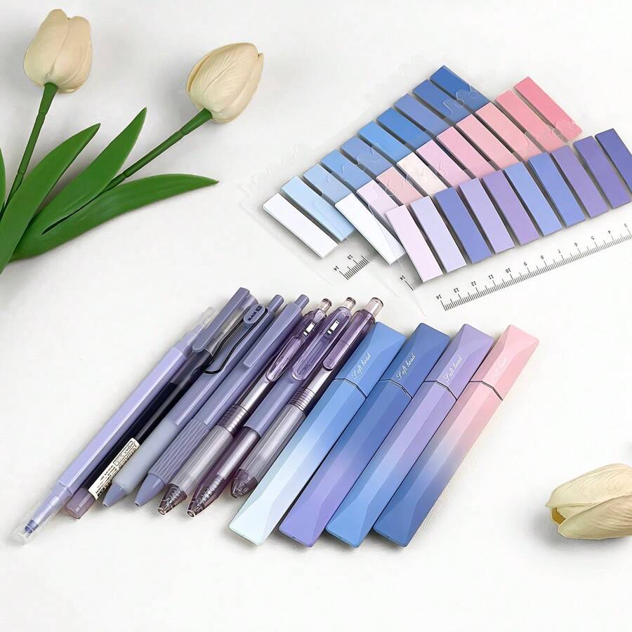 12pcs Grape Purple Stationery Set, 7pcs Various Style Neutral Pens With ...