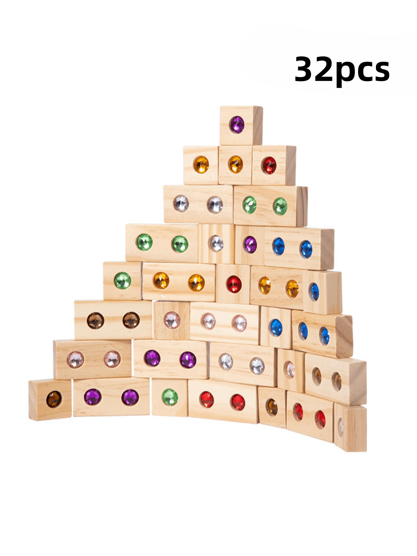 Natural Wood Color Unpainted Acrylic Building Blocks With Jewels, Large ...