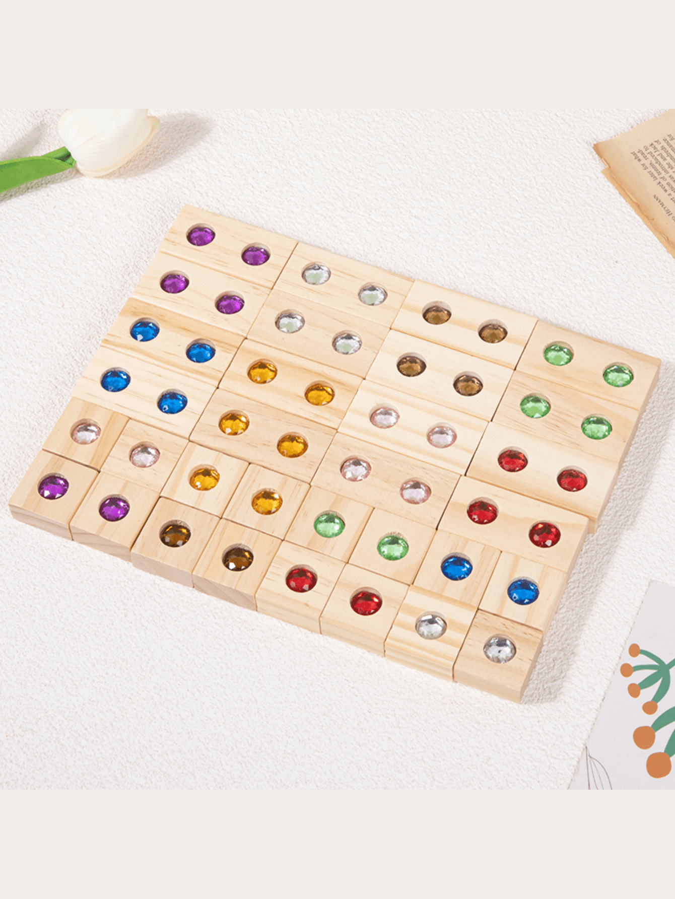 Natural Wood Color Unpainted Acrylic Building Blocks With Jewels, Large ...