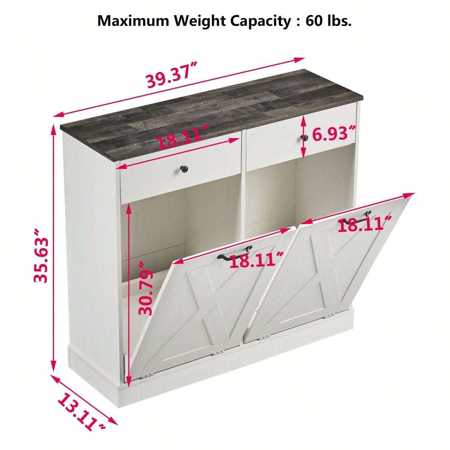 WellMall Double Tilt Out Trash Cabinet,Modern 20 Gallon Freestanding ...