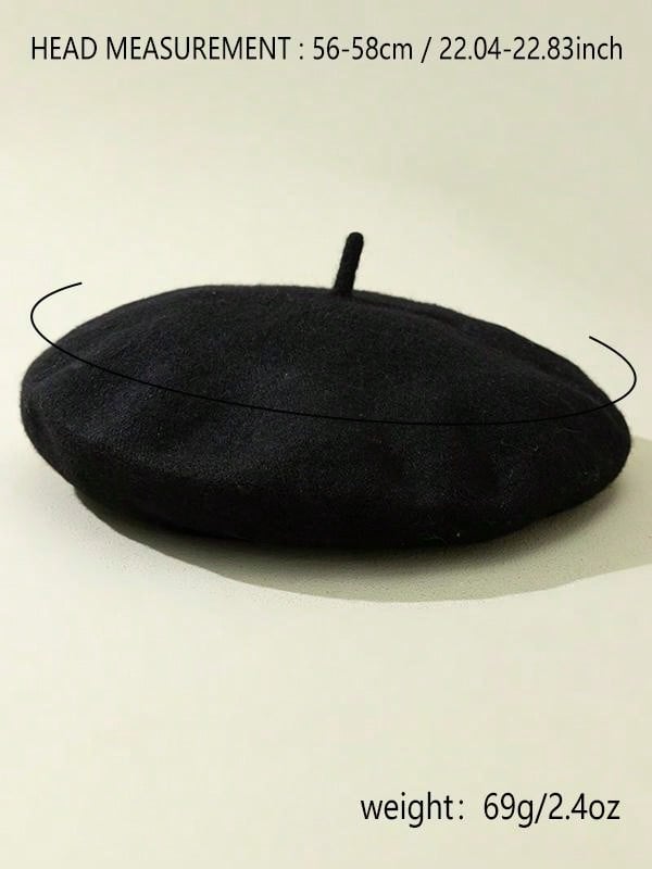 1 pieza Boina de fieltro de punto de unicolor para mujer, diseño ...