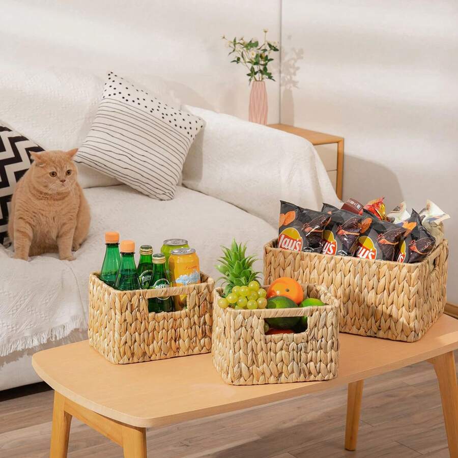 Wicker Storage Basket Hand-Knitted Wicker Baskets, Water Hyacinth ...