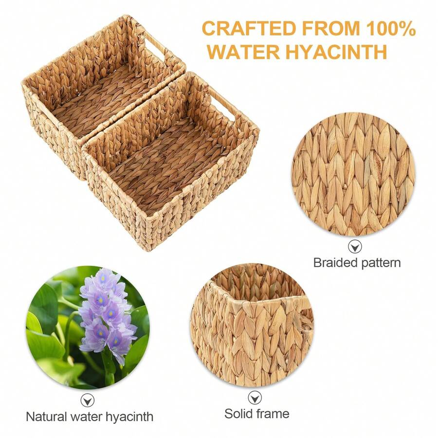 Wicker Storage Basket Hand-Knitted Wicker Baskets, Water Hyacinth ...
