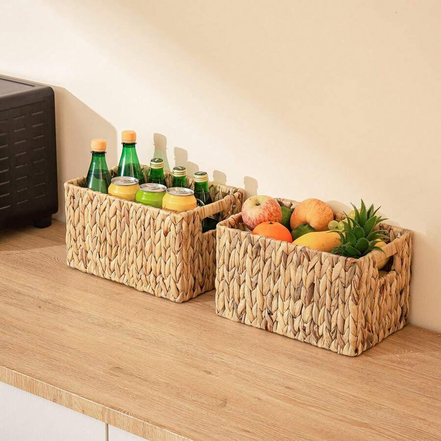 Wicker Storage Basket Hand-Knitted Wicker Baskets, Water Hyacinth ...
