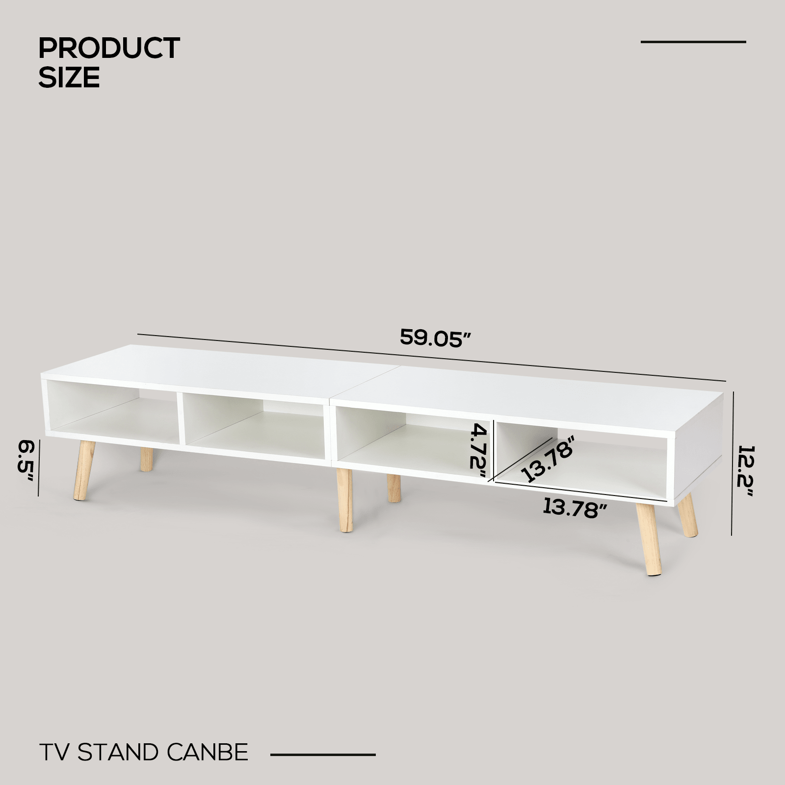 VOWNER TV Stand For 55-60 Inch TV Console Table With Open Shelf ...