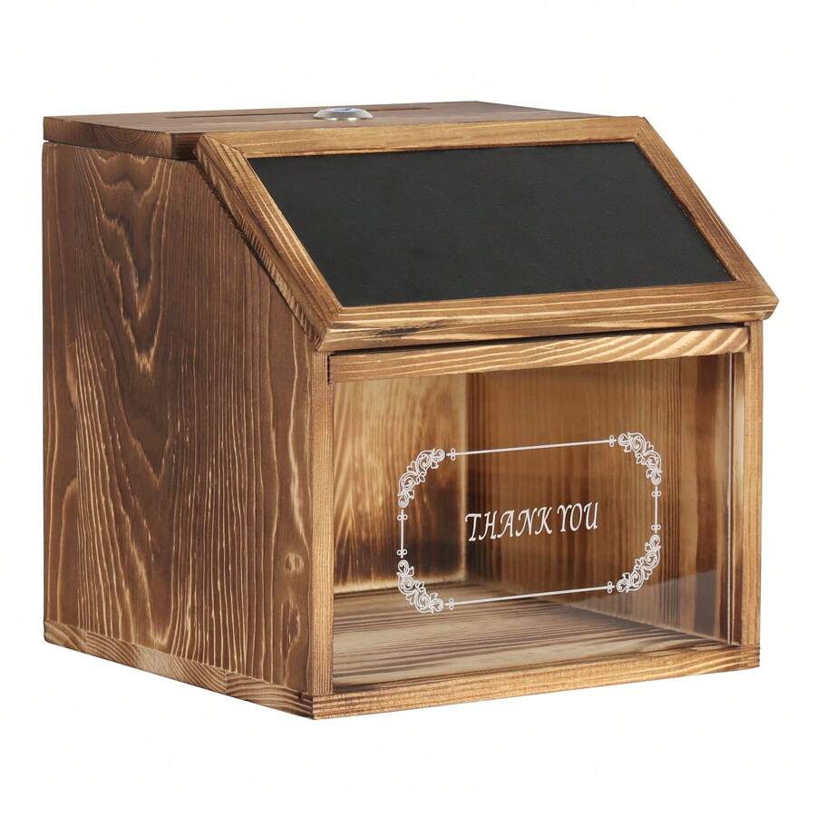 Wooden Suggestion Box Lockable: Wall Mount Charity Donation Boxes Desk ...