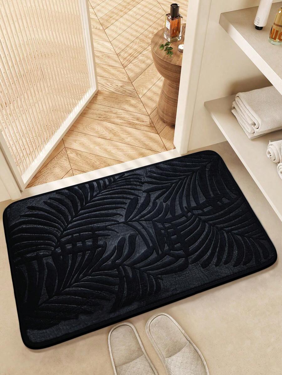 1pc Modern Style Leaf Pattern Carpet, Polyester Rectangle Water ...
