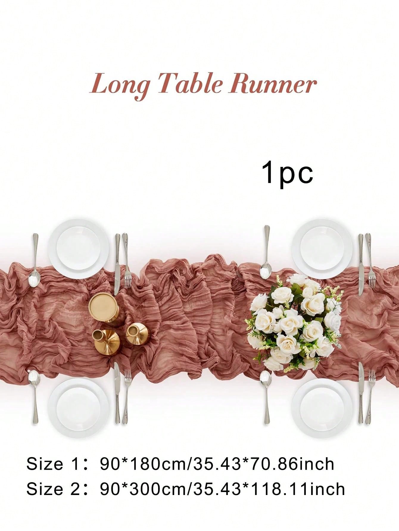 1pc Ruched Cheesecloth Table Runner For Wedding, Bridal, Birthday Party ...