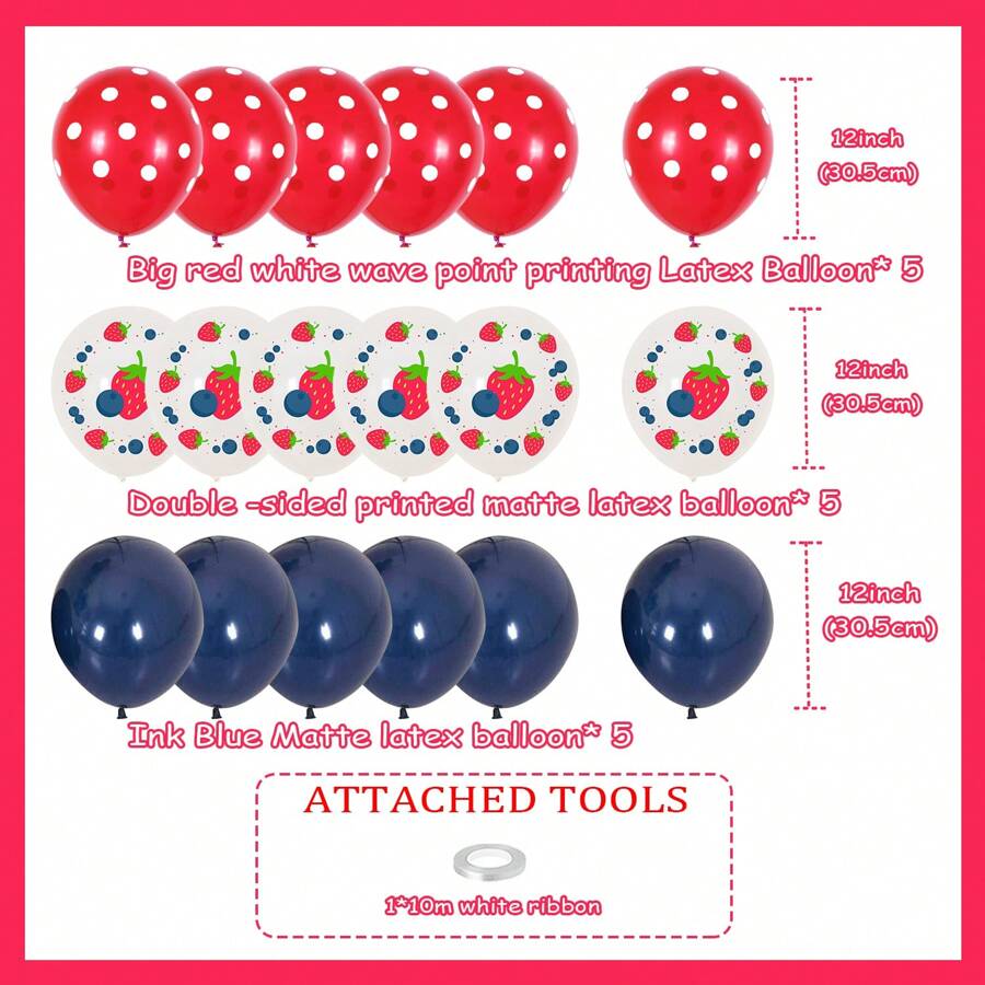 15Pcs Fruit Themed Party Decorations, Strawberry Blueberry Balloon ...