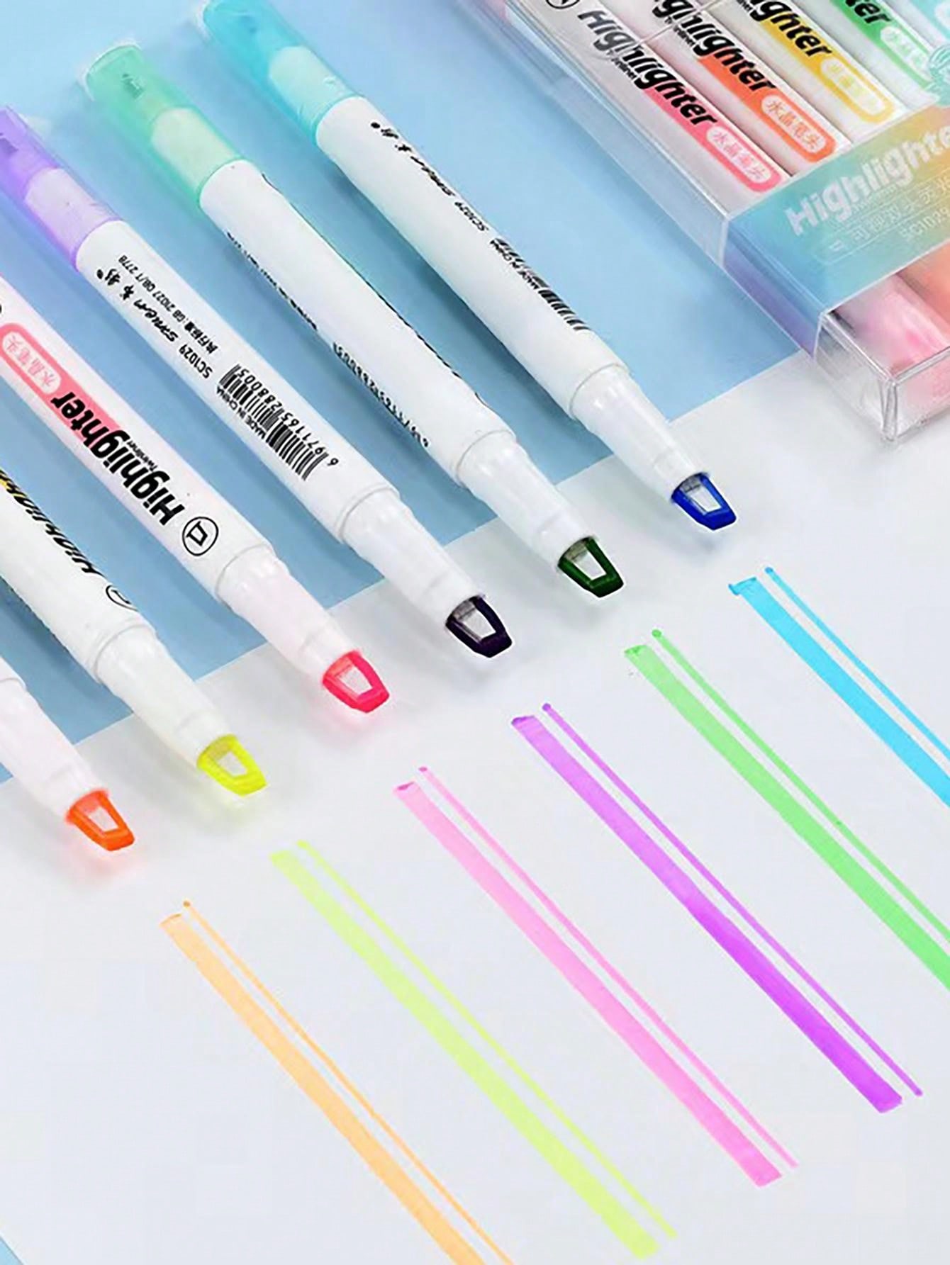 6pcs Dual Tip Highlighter & Watercolor Marker Sponge Pen Caps With See ...