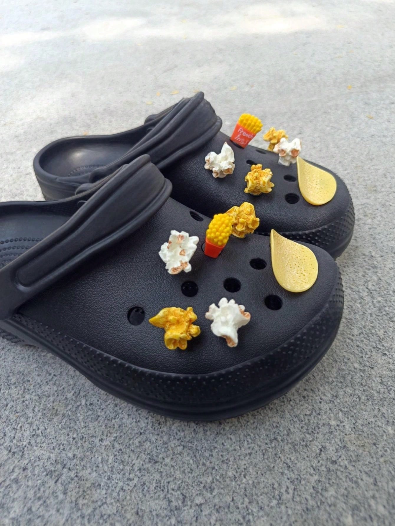 12pcs Popcorn & Potato Chips Shaped Shoe Decoration Set, Cute Aesthetic ...