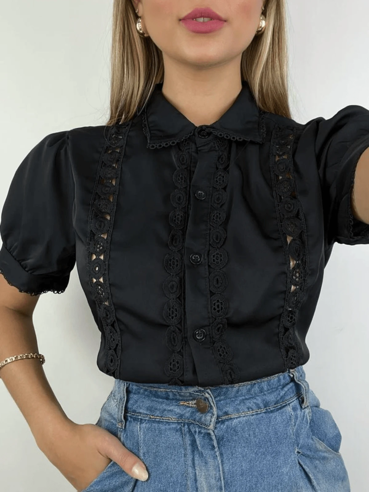 Blusa Feminina com Lese | SHEIN Brasil