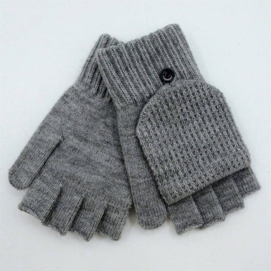 1pc Faux Rabbit Fur 3d Small Plaid Flower Design Half Finger Mittens ...