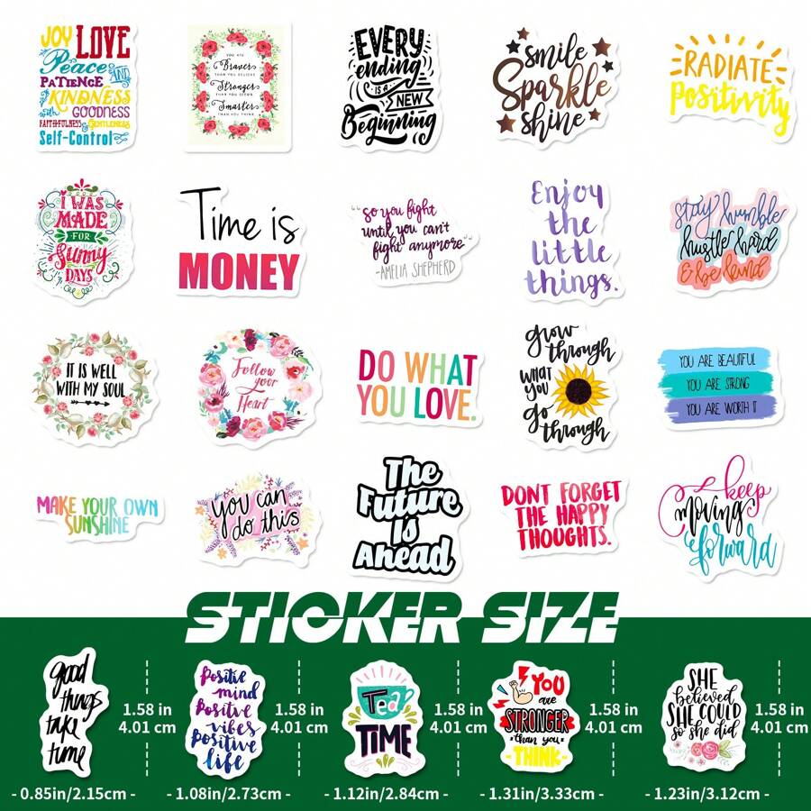50PCS Motivational Sticker, Inspirational Words Stickers For Teens ...