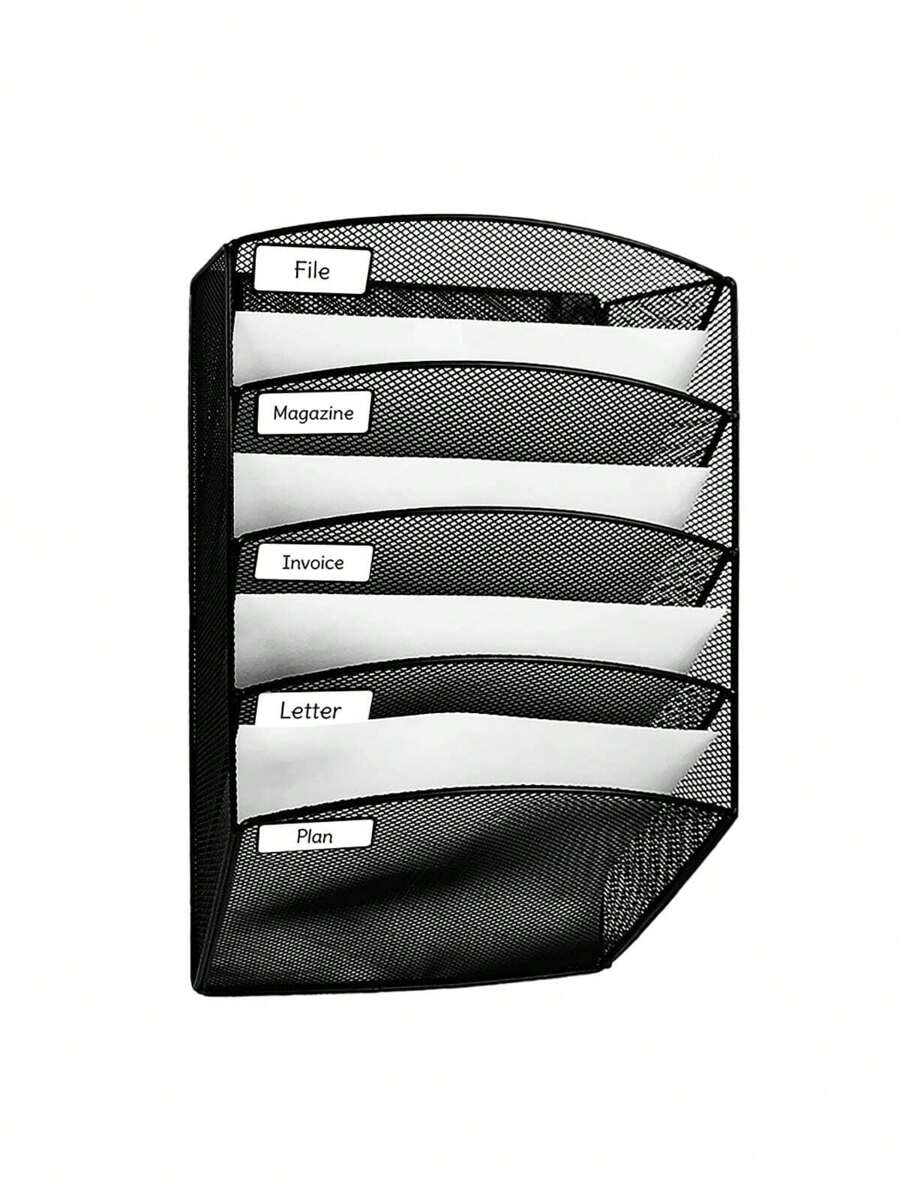5-Tier Metal Mesh Wall Mounted File Holder,Hanging Wall File Holder ...