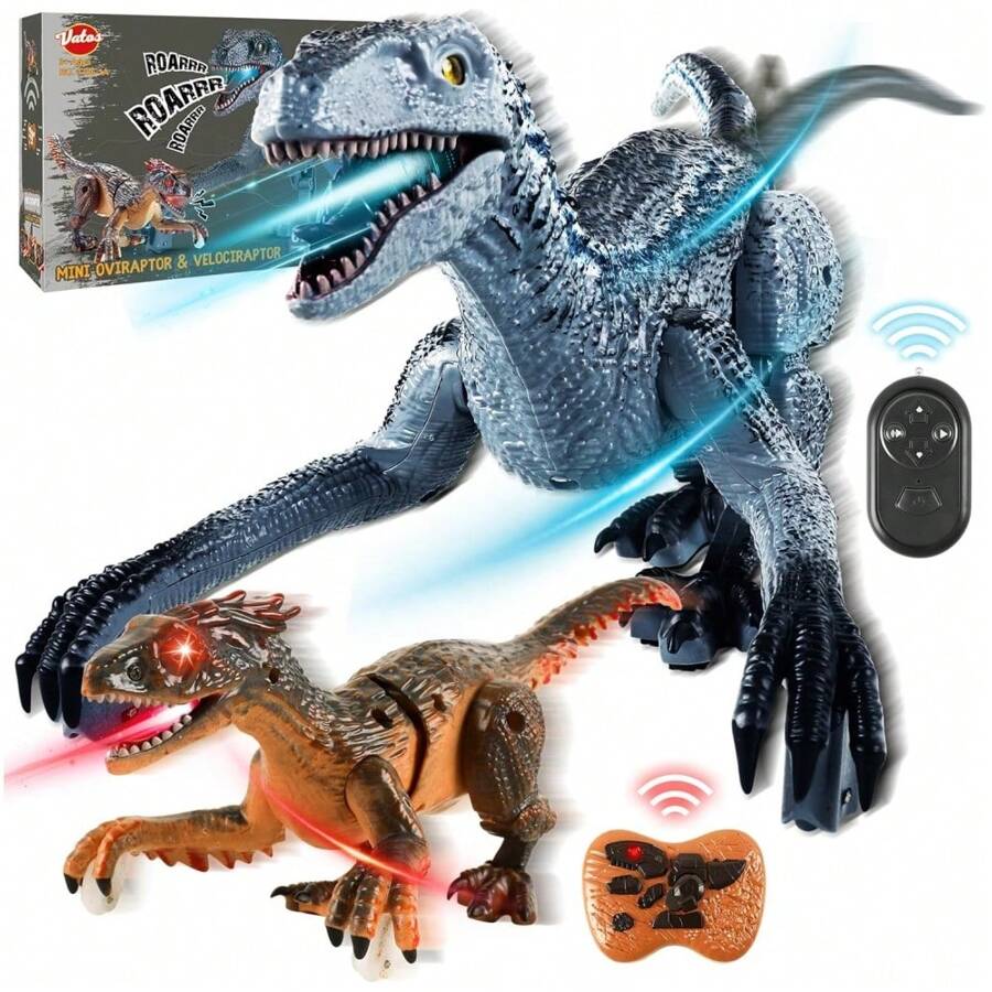VATOS 2 In 1 Remote Control Dinosaur Toys, RC Jurrasic Velociraptor ...