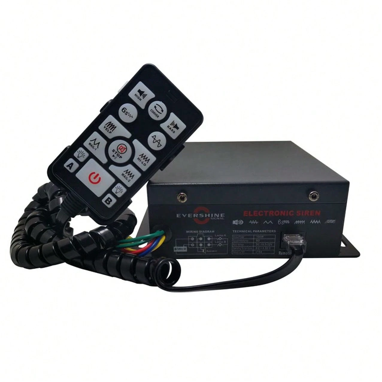 12-24V 100W Car Warning Police Siren With Volume Adjustable Wired PA ...