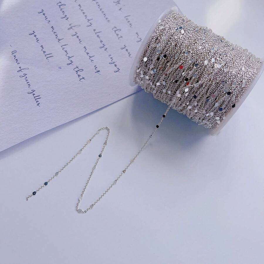 100cm Diy Material Chain With Tassel And 1.5mm Shiny Sequin O Shape Chain For Necklace, Bracelet ...