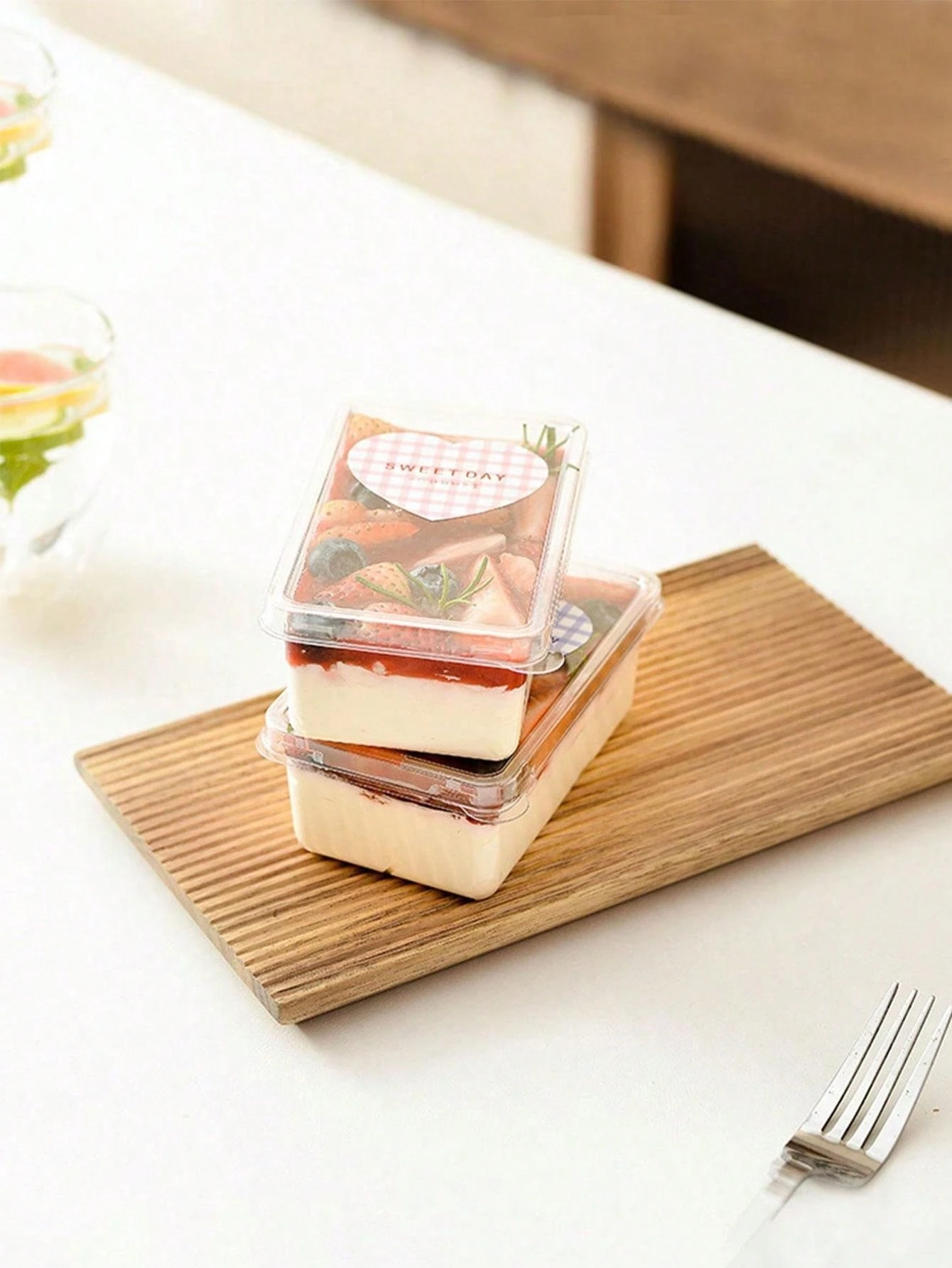 10pcs Disposable Transparent Square Mousse Tiramisu Boxes For Cakes ...