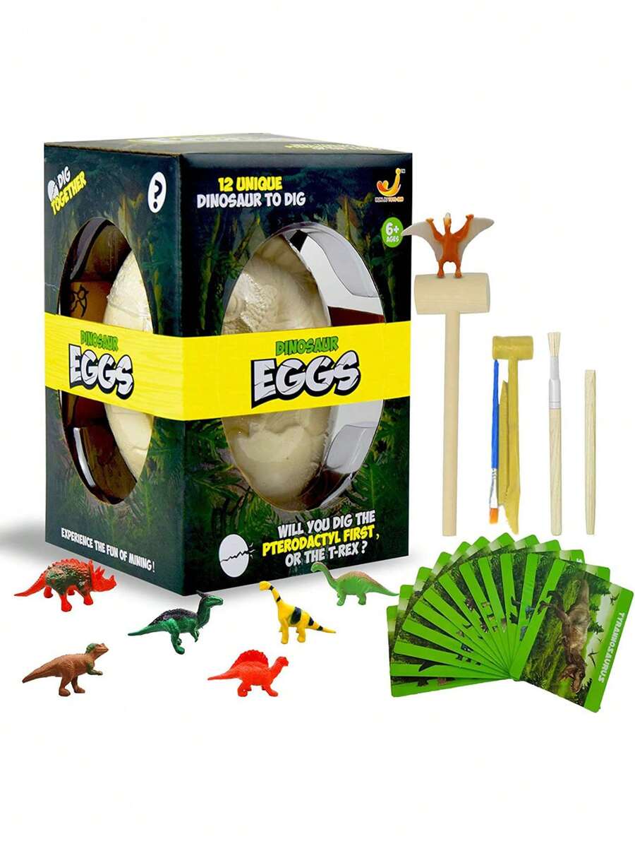 Dinosaur Excavation Kit With Dig Map & Tools For Kids, Realistic T-Rex ...