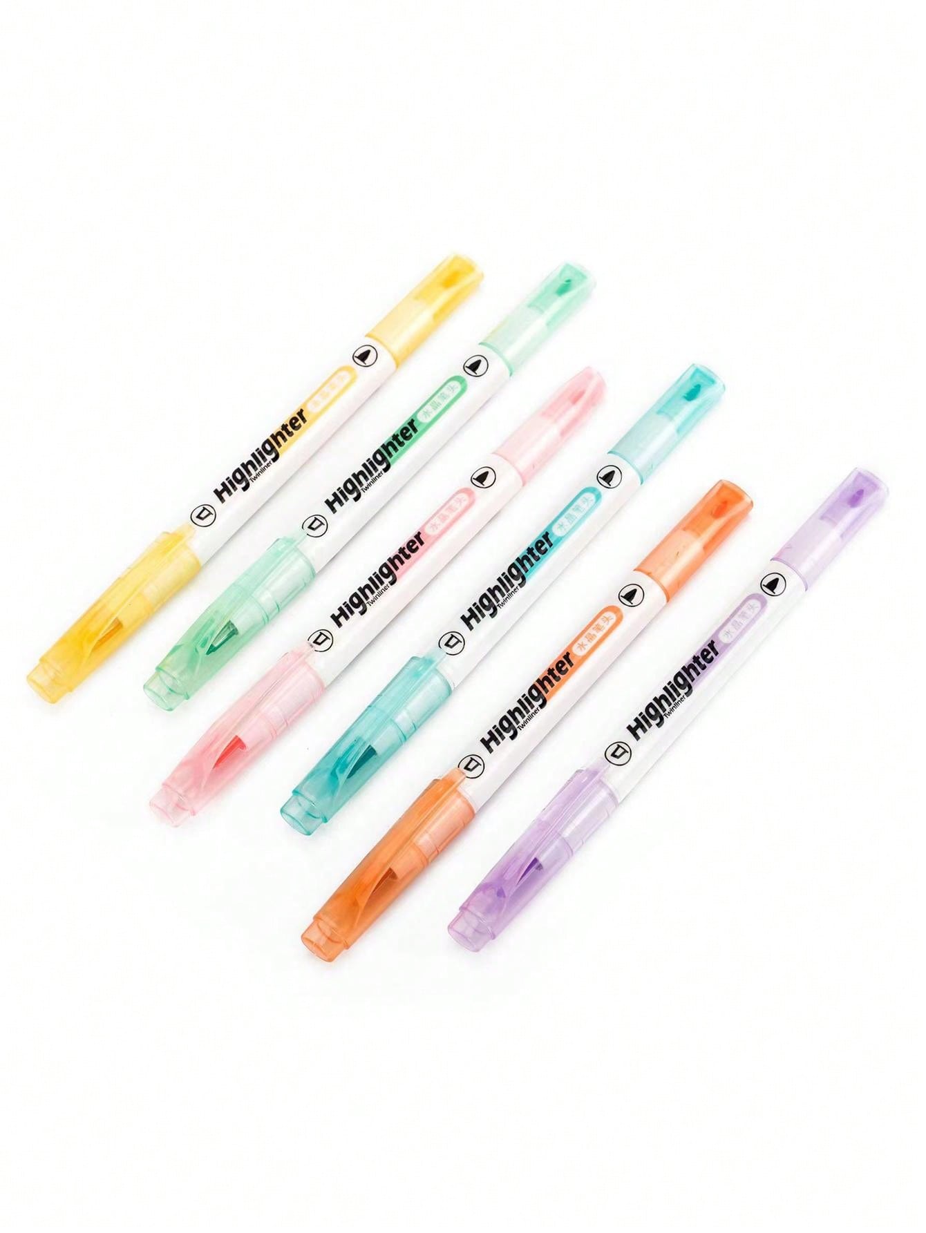 6pcs Dual Tip Highlighter & Watercolor Marker Sponge Pen Caps With See ...
