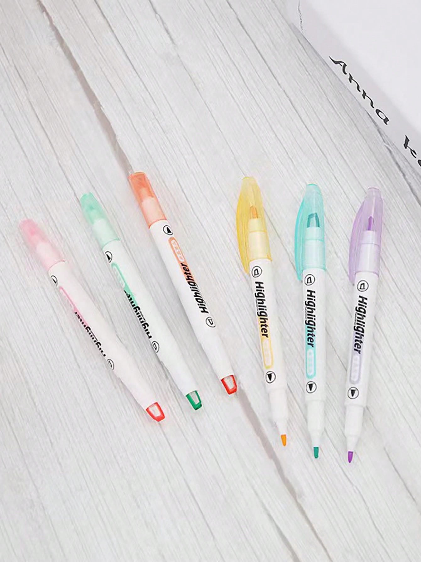 6pcs Dual Tip Highlighter & Watercolor Marker Sponge Pen Caps With See ...