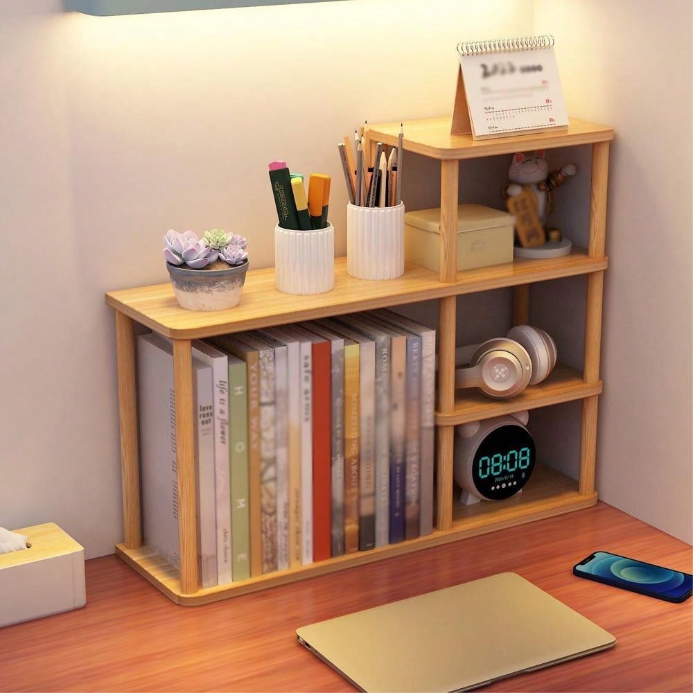 Desktop Organizer Office Storage Rack Wood Display Shelf - Free Style ...