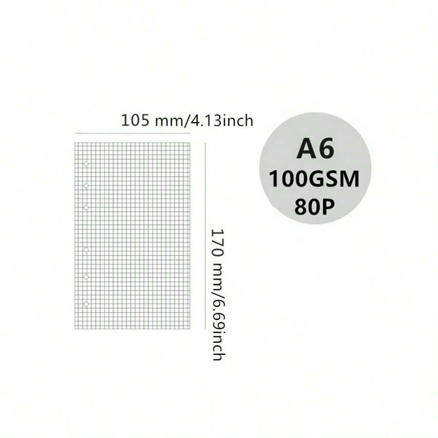 1 Notebook With 80 Sheets/160 Pages Of Refillable Grid/Square Paper, 100g Thick Beige Daolin ...