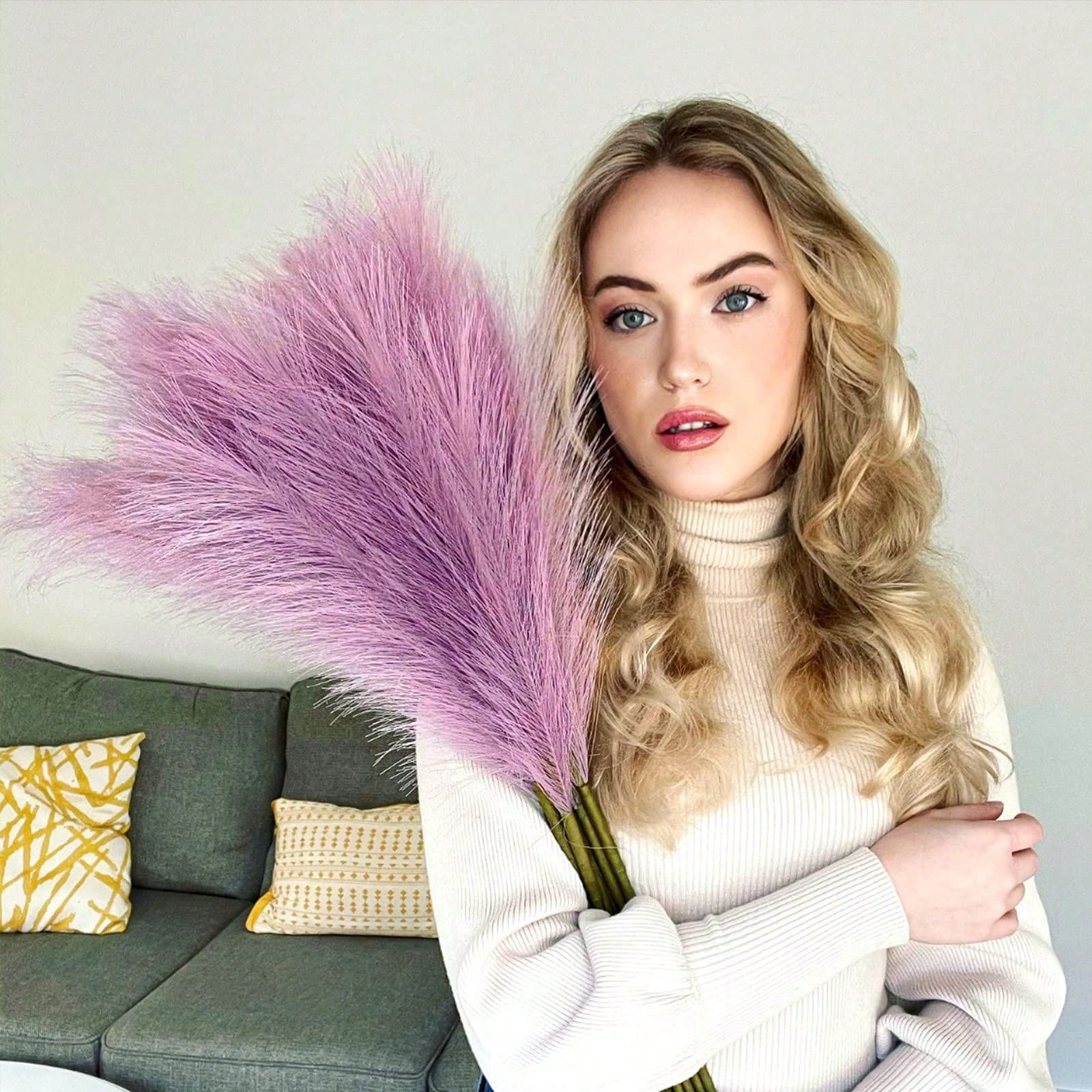 1pc Faux Pampas Grass Large Tall Fluffy Artificial Fake Flower Boho Decor Bulrush Reed Grass For