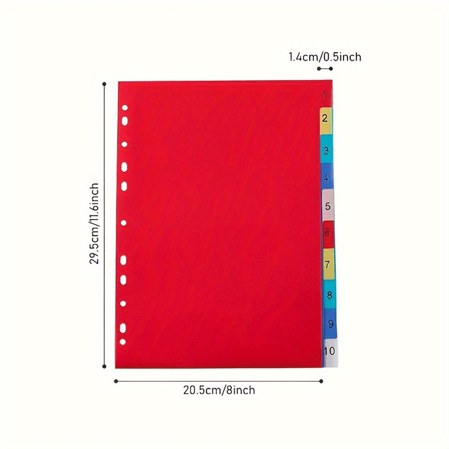 10 Sheets A4 Multi-Color Numbered Dividers & Digit Divider Pages ...