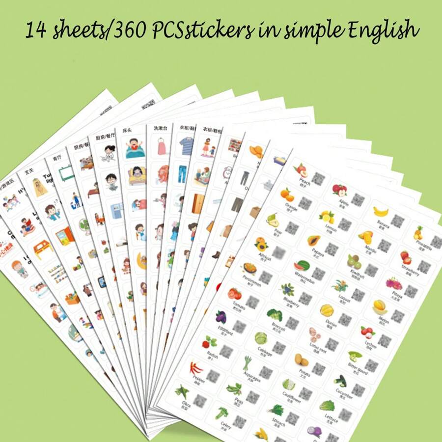 14 Sheets/360pcs English Oral Sticker For Primary And Secondary School ...